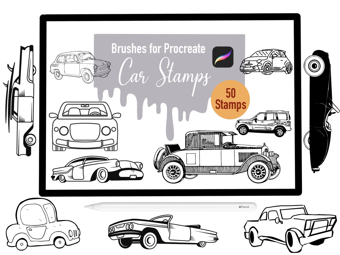 50 Car Stamp Brushes for Procreate Procreate Brushes Nature - Etsy