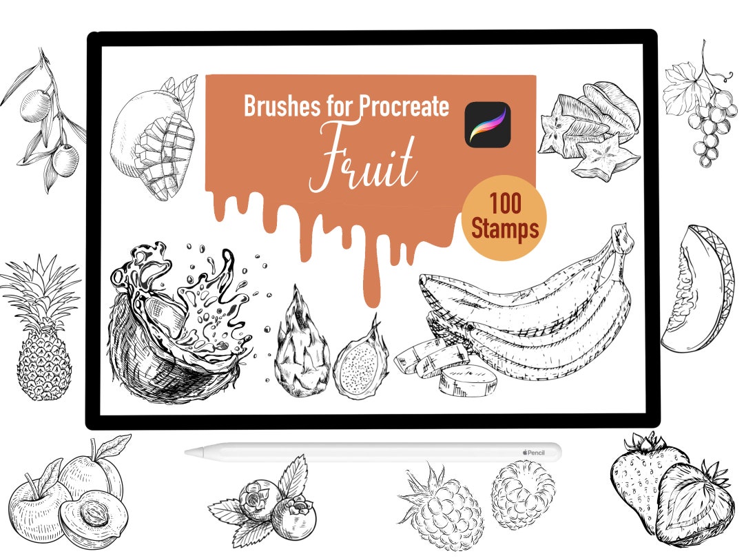 100 Fruit Stamp Brushes for Procreate, Procreate Brushes, Nature ...