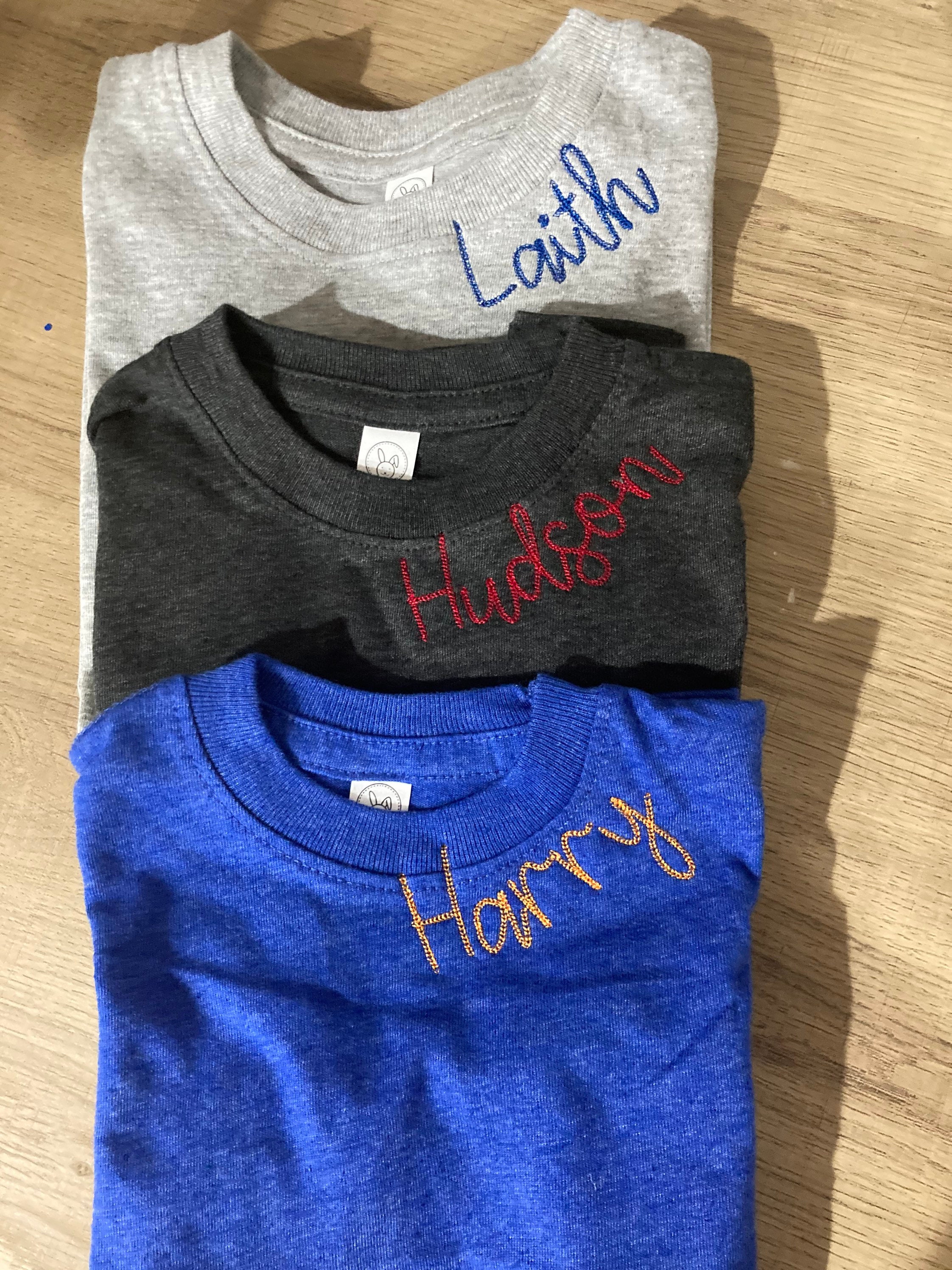 Embroidered Toddler Personalized Name Neckline Crewneck T-shirt ...