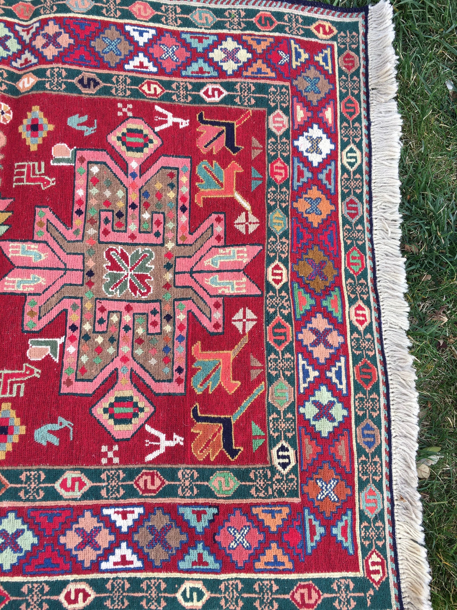 Soumak Rug Red Green Kilim Sumac Rug Handmade Kilim Rug - Etsy