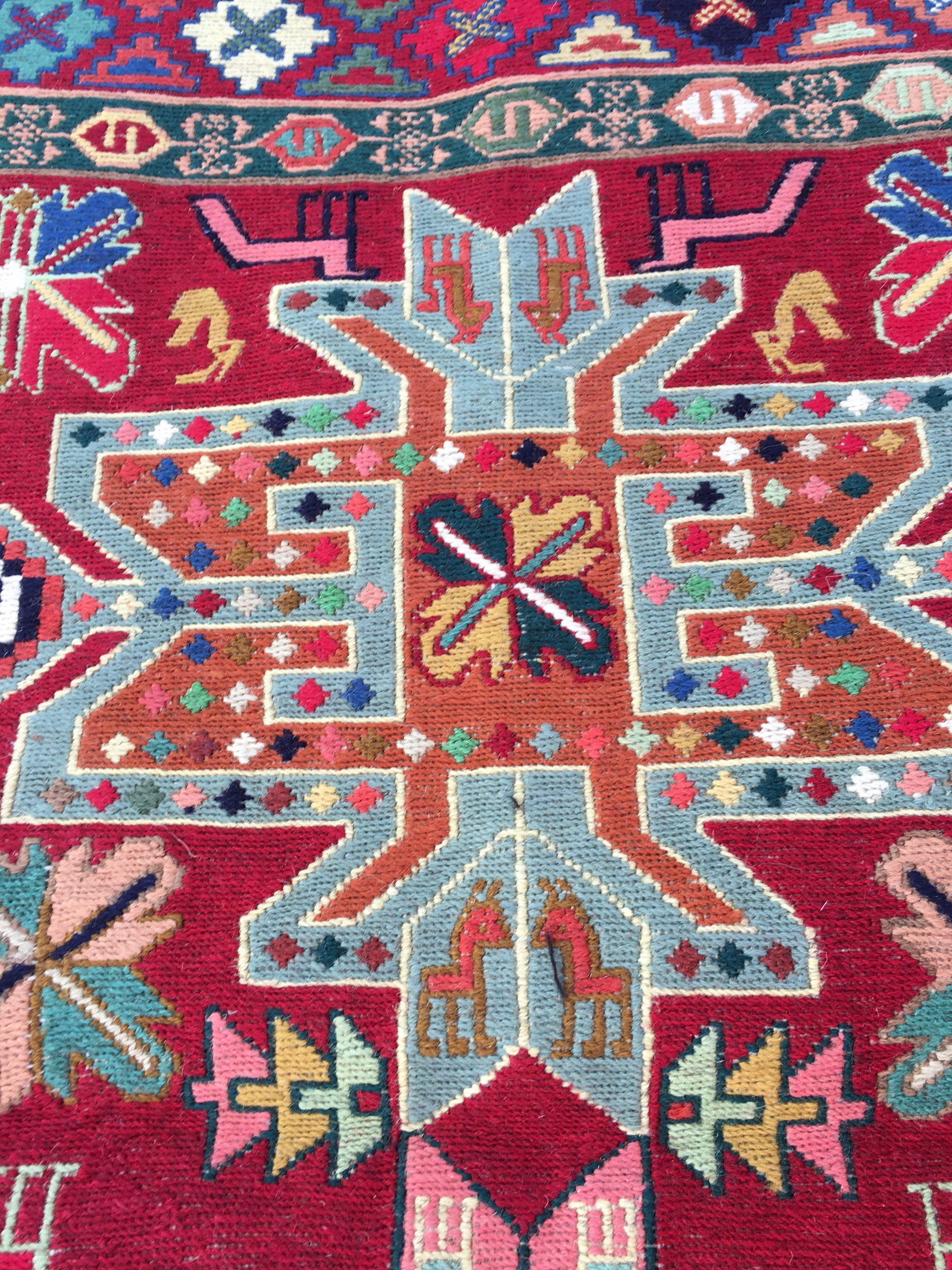 Soumak Rug Red Green Kilim Sumac Rug Handmade Kilim Rug | Etsy