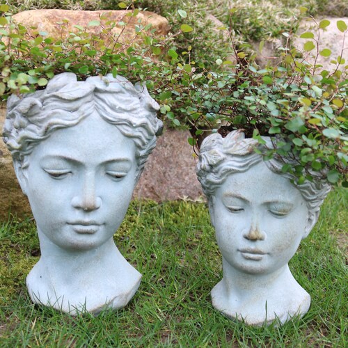 Stone Garden Female Bust Planter Plant Pot Statue Ornament - Etsy
