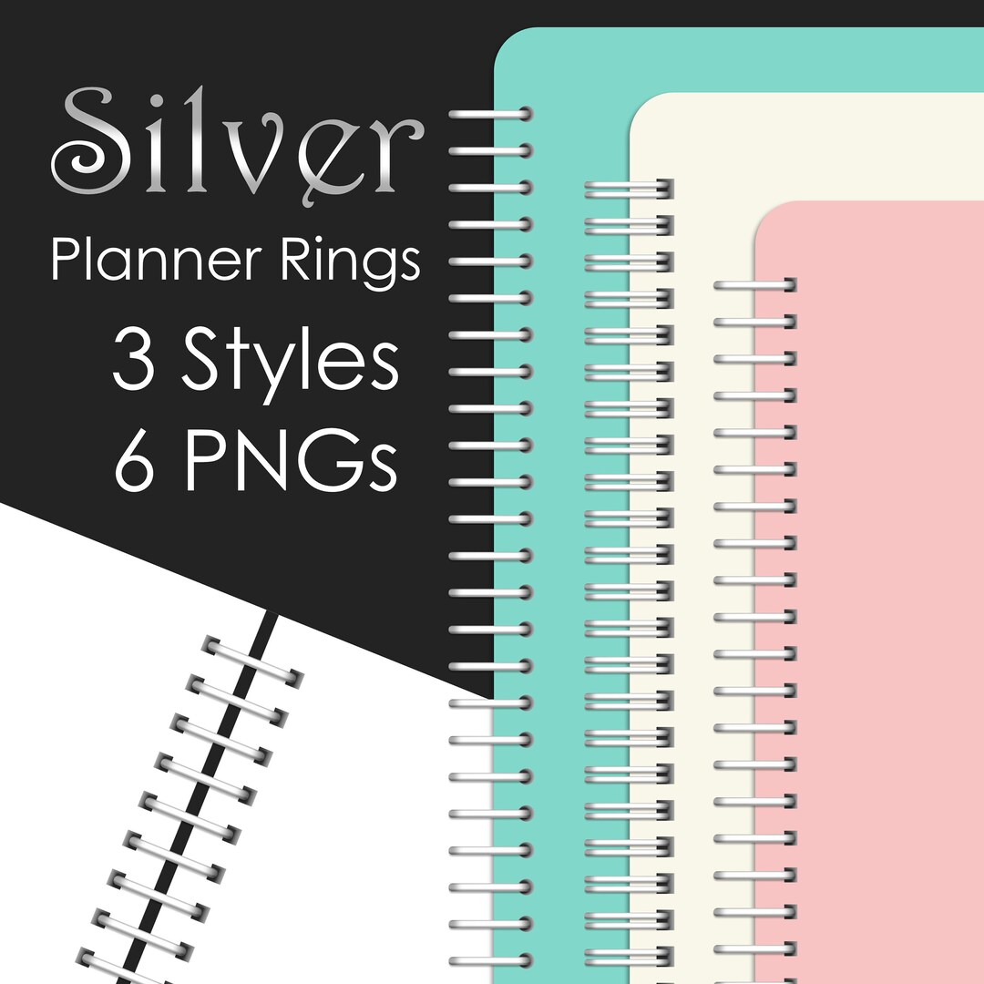 Metallic Silver Realistic Digital Planner Rings for Digital - Etsy