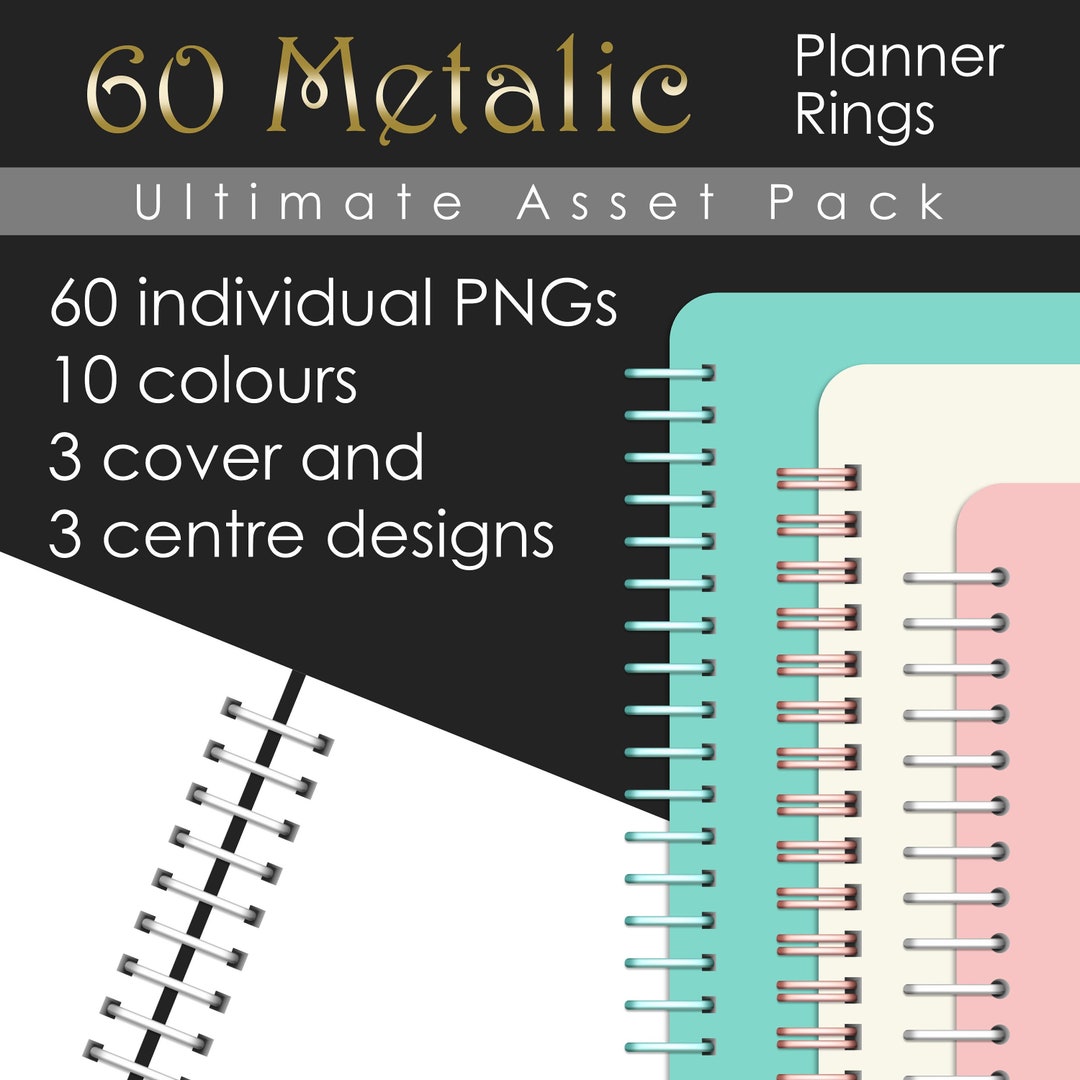 Metallic Realistic Digital Planner Rings - Gold, Silver, Rose Gold ...