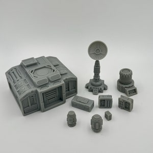 Sci Fi Terrain Miniature Outpost Building and Accessories 9 Piece Set ...