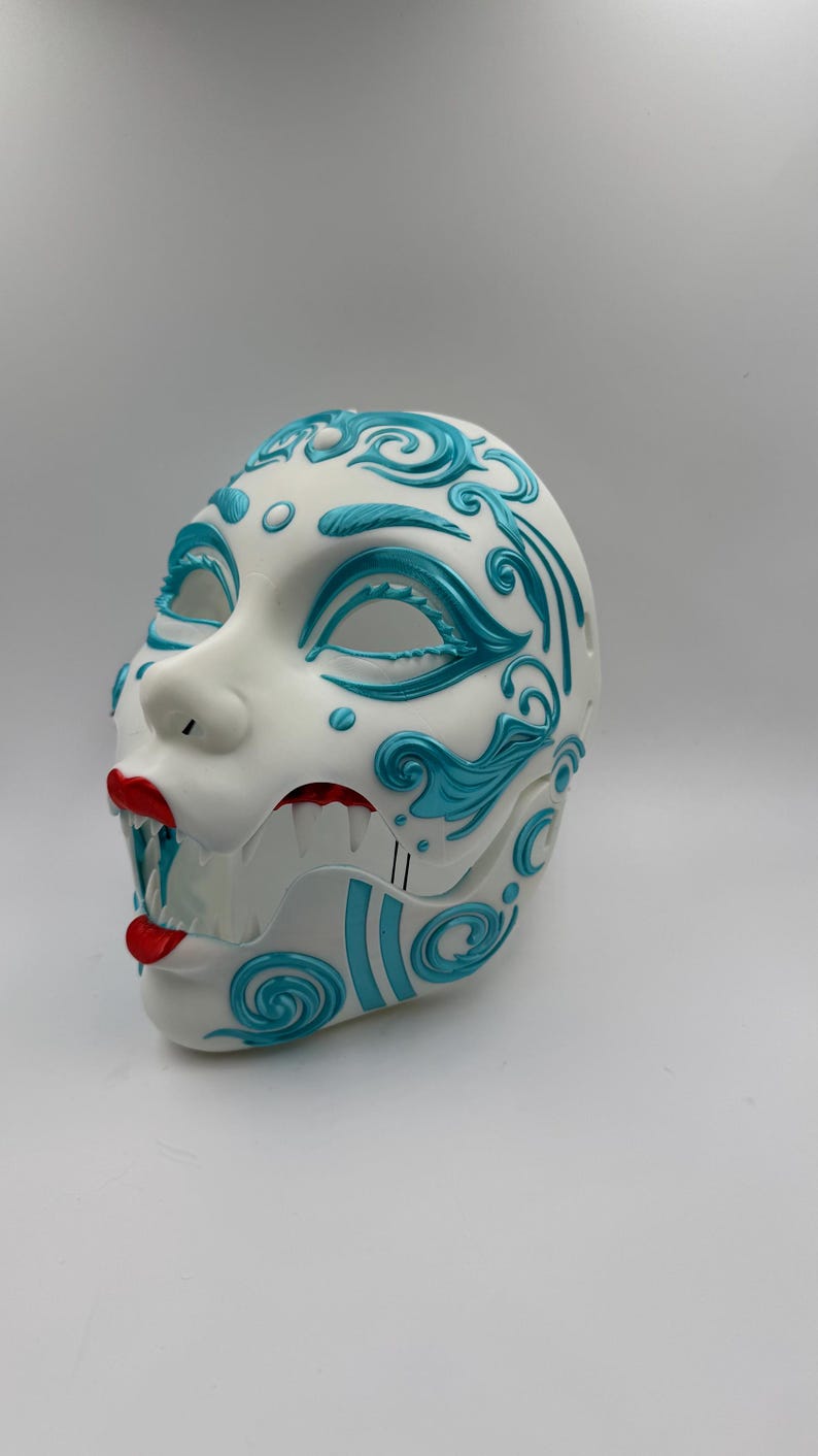 Geisha Mask With Movable Jaw Articulated Samurai Oni Style Cosplay Mask ...