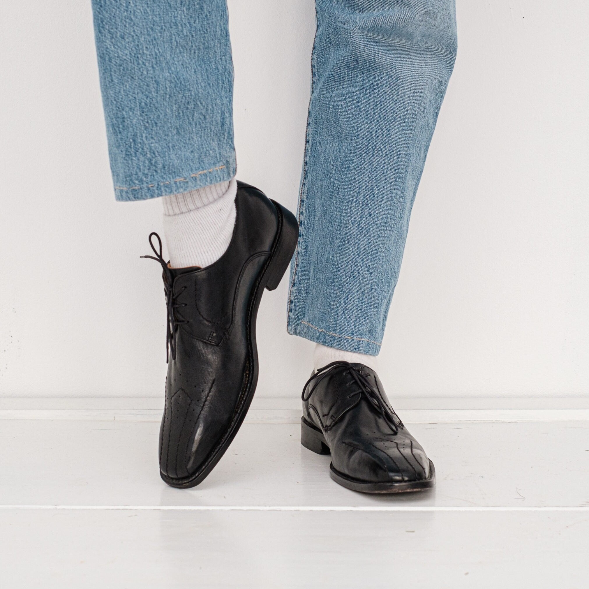 Vintage 90's Fancy Long Toe Leather Classy Shoes in Black - Etsy Vintage 90's Fancy Long Toe Leather Classy Shoes in Black - Etsy