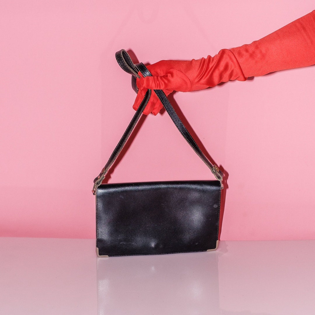 Vintage Y2K Minimal Envelope Leather Crossbody Bag in Black - Etsy
