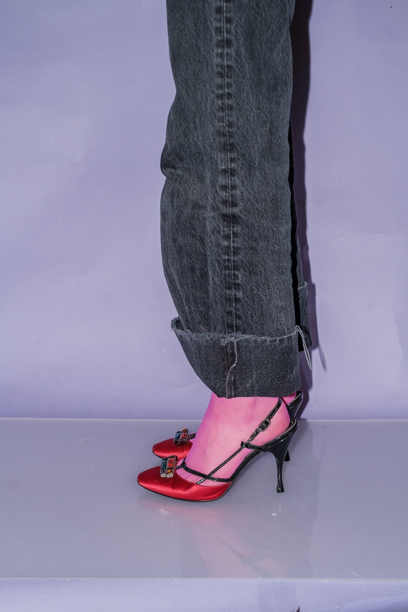 Vintage Y2K Celine Iconic High Heel Shoes in Black and Shiny Red - Etsy