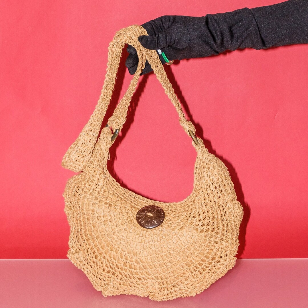 Vintage Y2K Beach Vibes Hobo Crochet Bag in Straw Yellow - Etsy