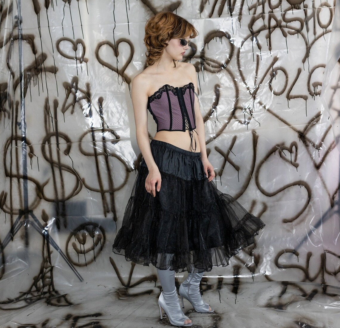 Vintage Y2K Romantic Chiffon Underskirt in Vampire Black - Etsy