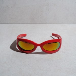 Y2K Rave Fly XS Oval Sunglasses in Spicy Red & Orange/green - Etsy