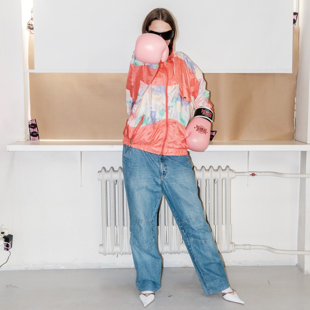 90's Vintage Cute Sport/rave Track Jacket in Orange & Pastel - Etsy