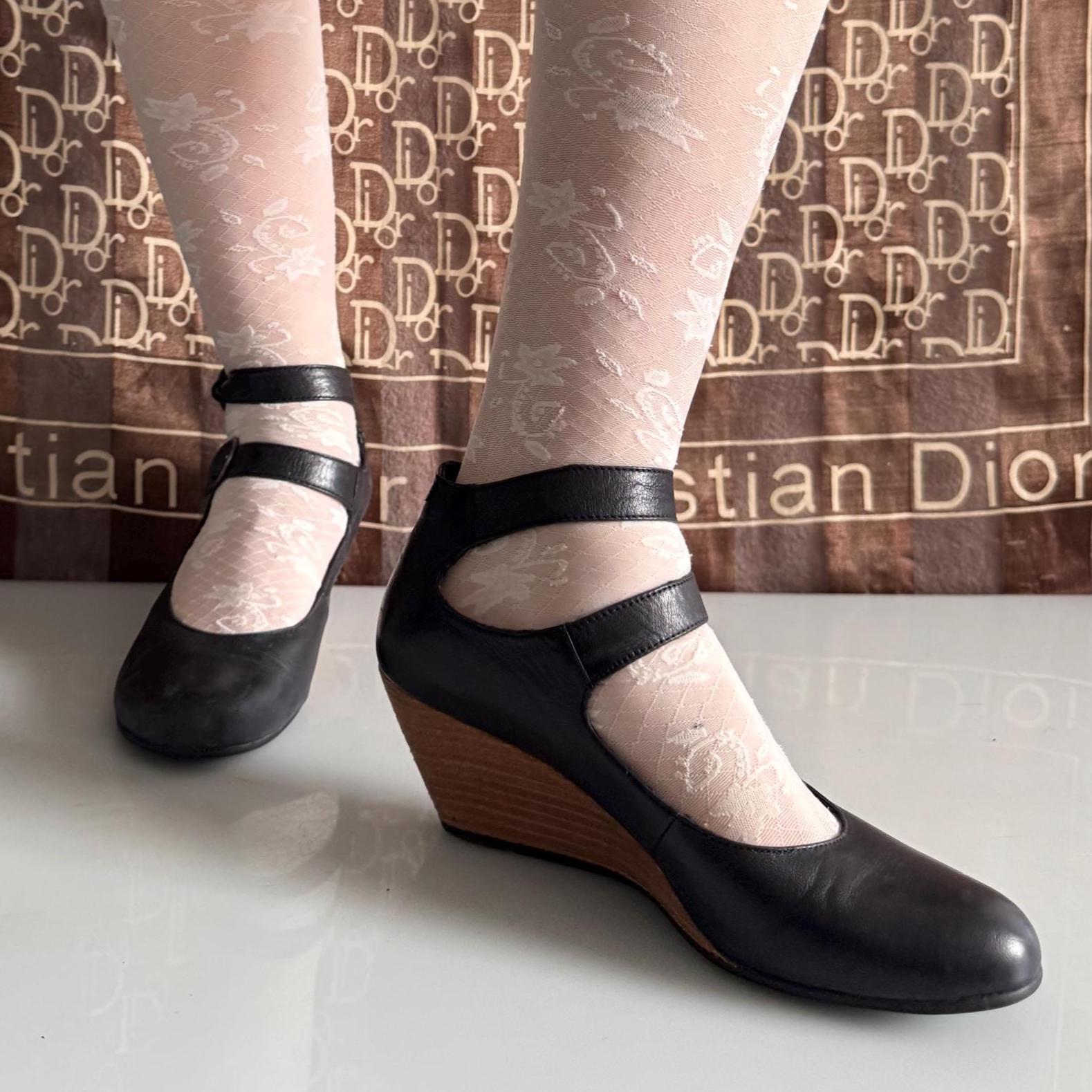 Vintage Y2K Vagabond Leather Strappy Platform Wedge Heels in Black ...