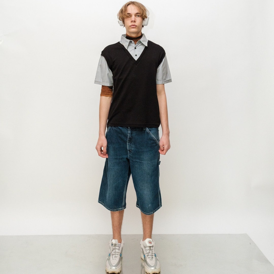 Vintage 90's Casual Layered Polo Shirt in Black&white - Etsy