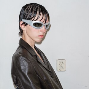 Y2K Rave Fly XS Oval Sunglasses in Silver Grey & Mirror - Etsy