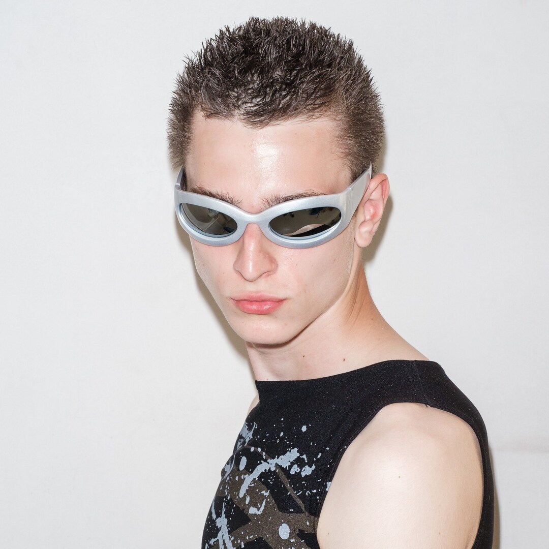 Y2K Rave Fly XS Oval Sunglasses in Silver Grey & Mirror - Etsy