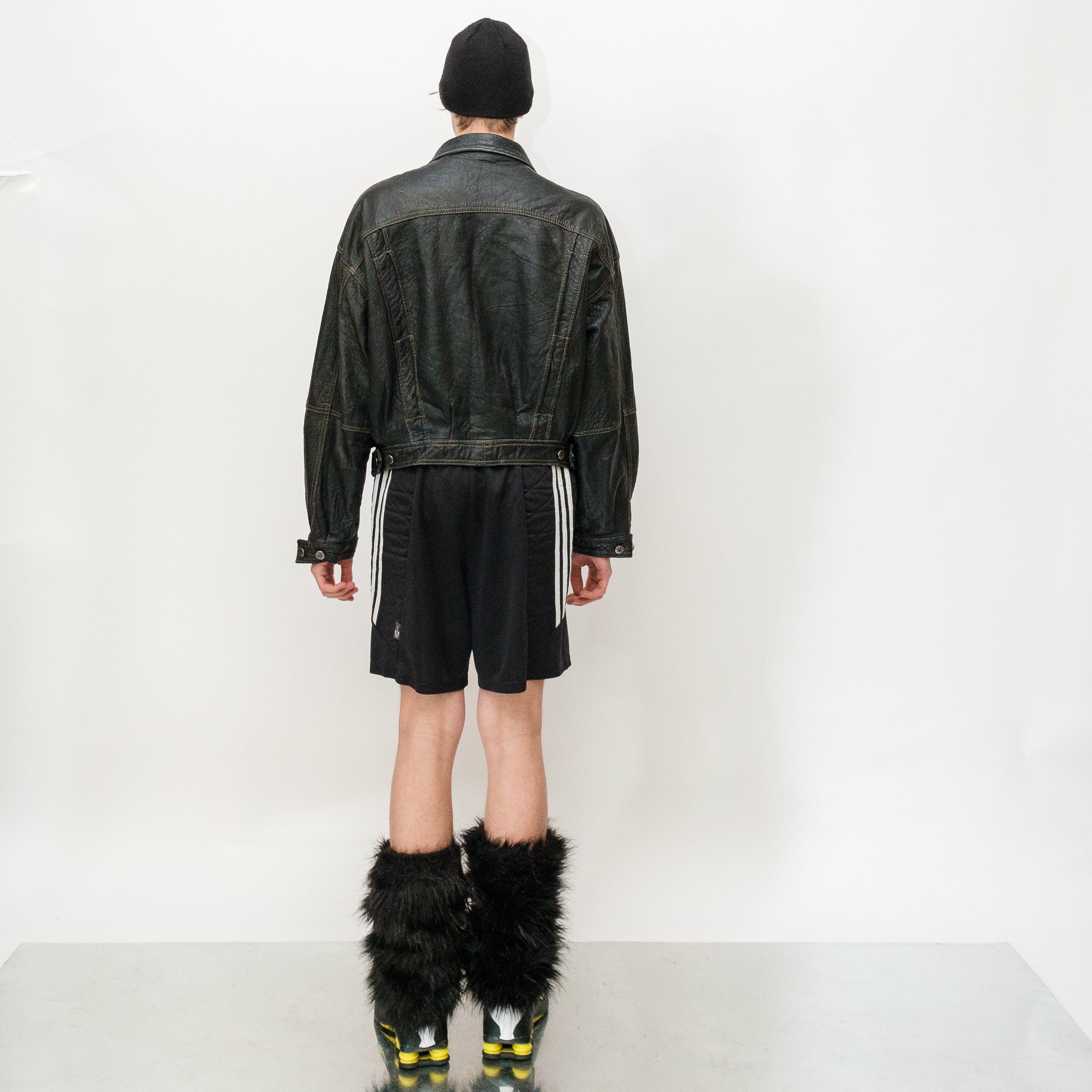 90's Vintage Trashy Look Oversized Leather Jacket in Black - Etsy