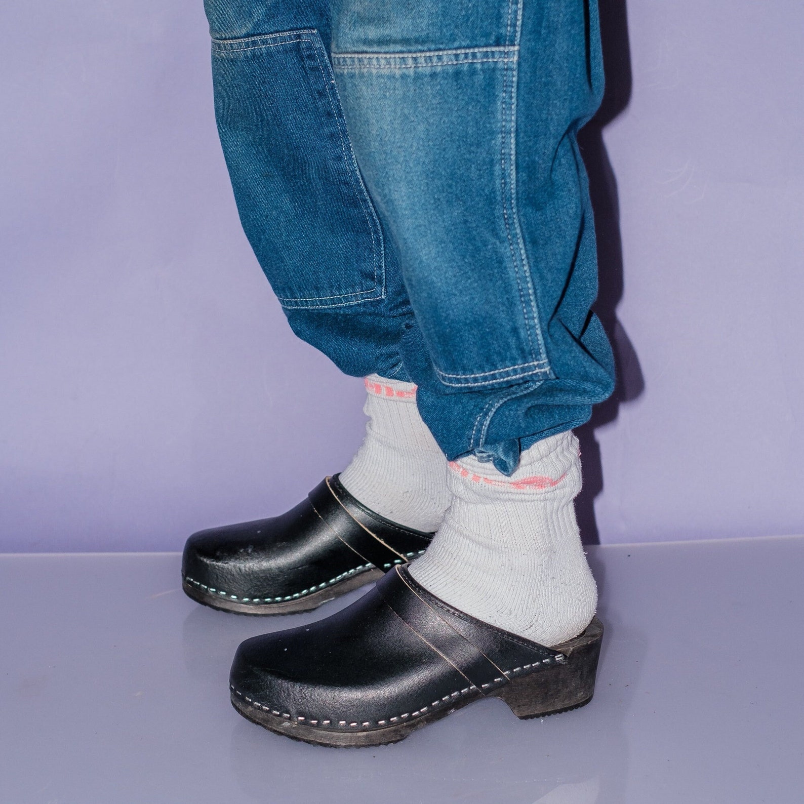 90's Vintage Leather Classic Leather Clogs in Black - Etsy