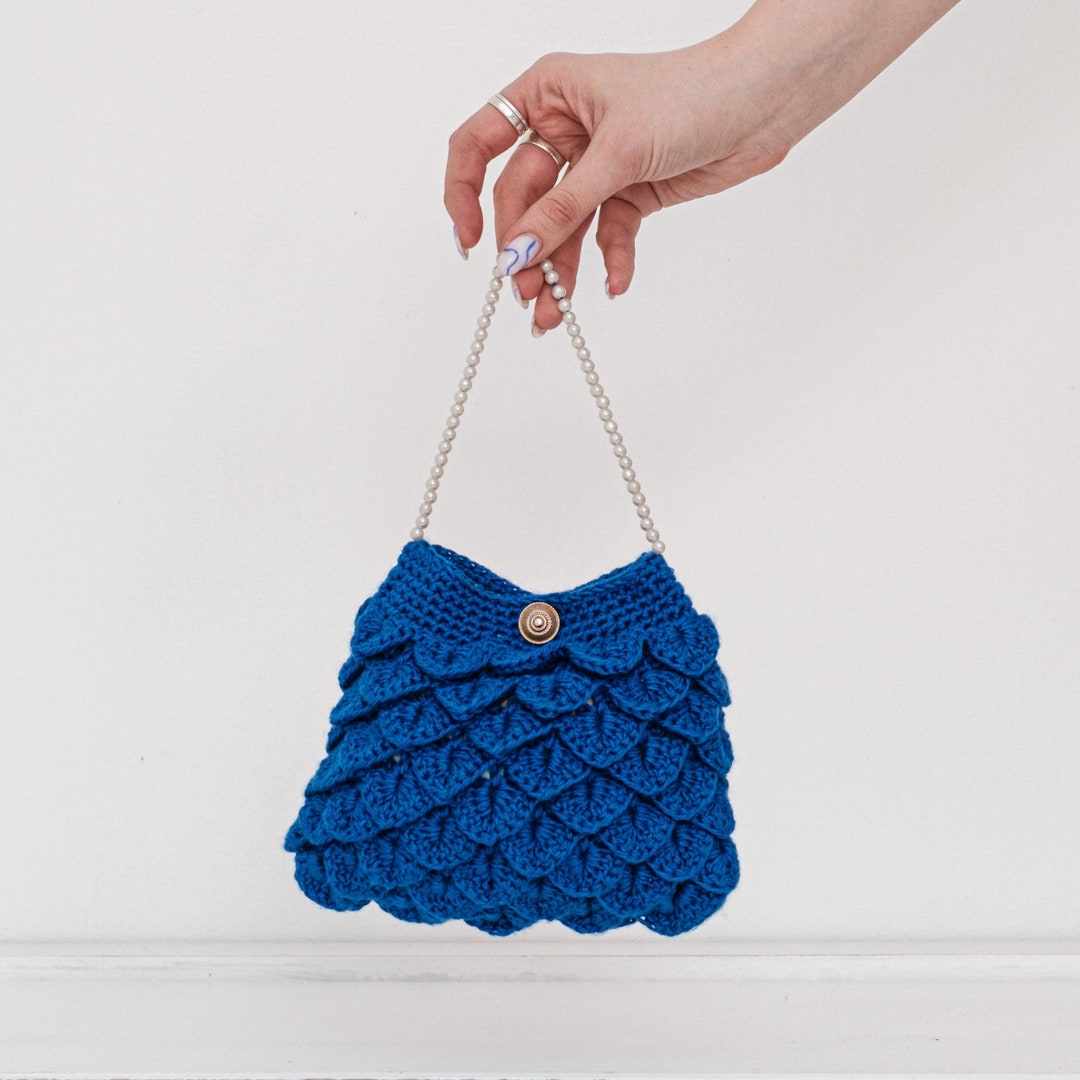 Vintage Y2K Cute Petal Crochet Mini Bag in Azure Blue - Etsy