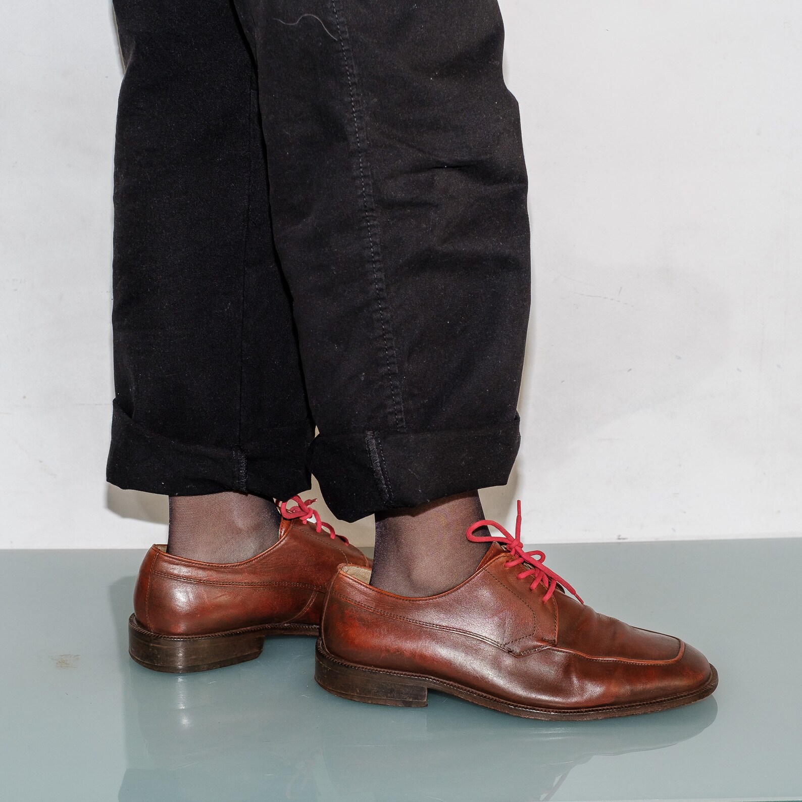 90's Vintage Preppy Style Red Lace Leather Shoes in Brown - Etsy