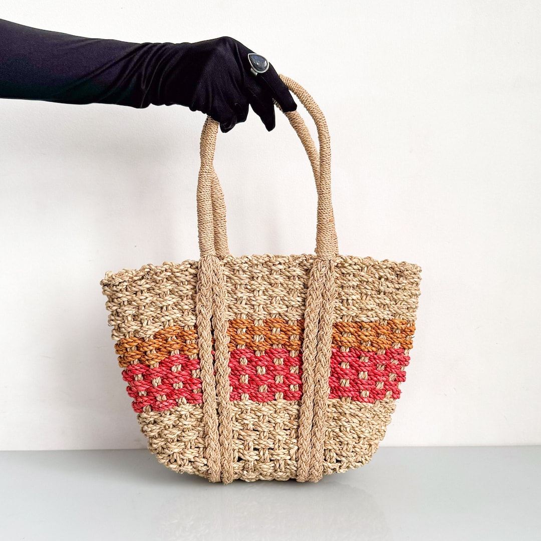 Vintage Y2K Chill Basket Top Handle Bag in Brown & Red - Etsy