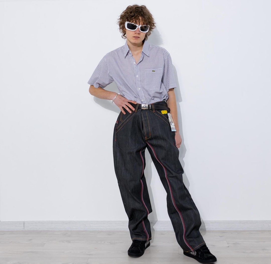 Y2K Vintage Songs of Freedom Loose Fit Contrast Stitch Stiff Jeans in ...