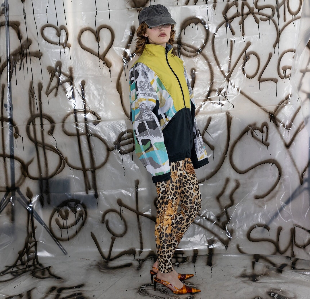 Vintage 80's Colorblock Retro Track Jacket in Yellow & Black - Etsy