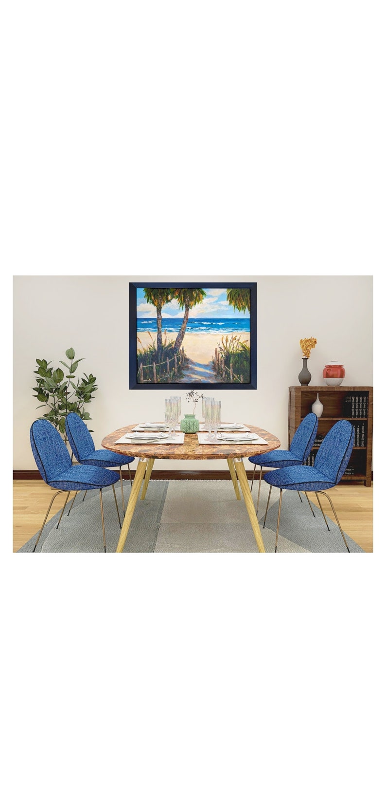 Original Beach Path Painting "shades of Blue" by Coastal Artist Lynne ...