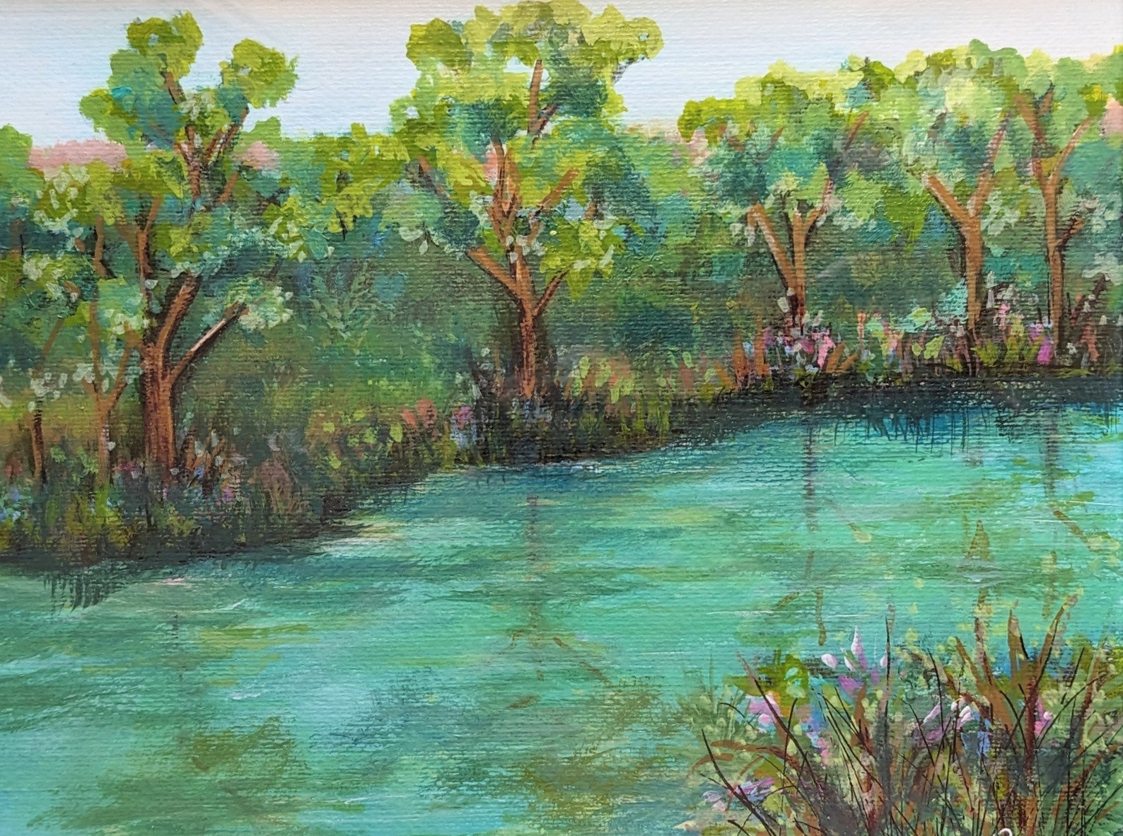 Original Impressionist Landscape Painting "river" by Coastal Artist ...