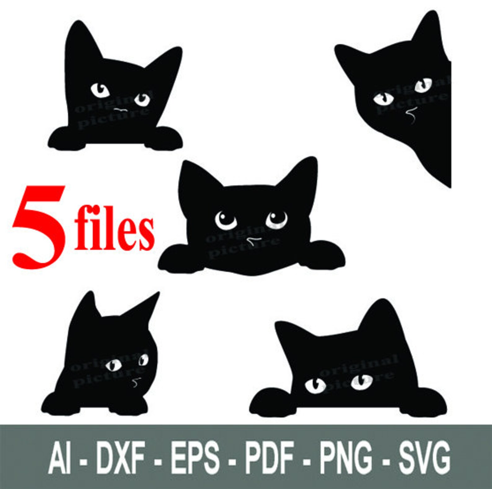 Cat Face SVG Black Cat SVG Cat Svg Peeking Cat Clipart - Etsy