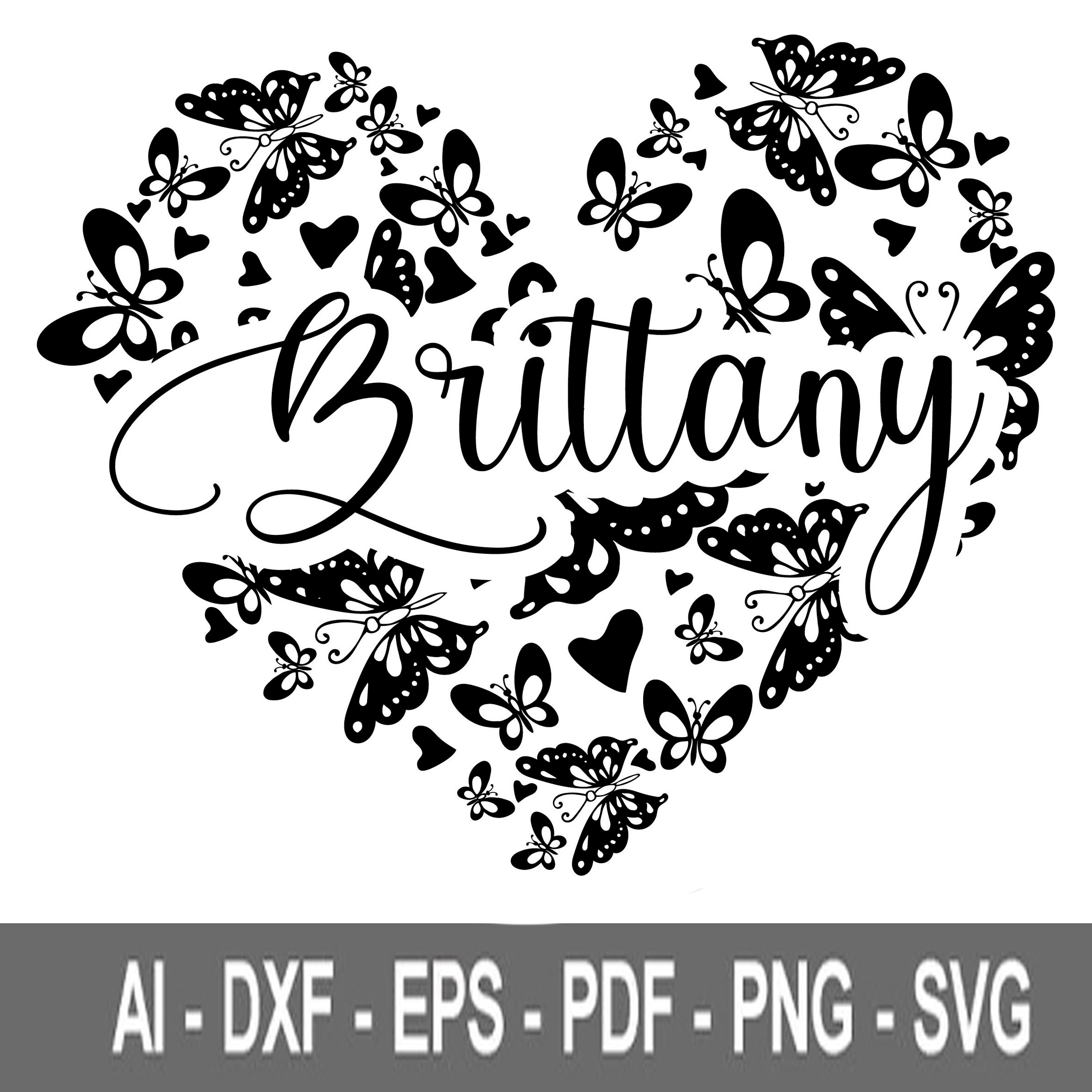 Heart Svg Brittany Name Svg Brittany Heart Svg Butterfly - Etsy Ireland