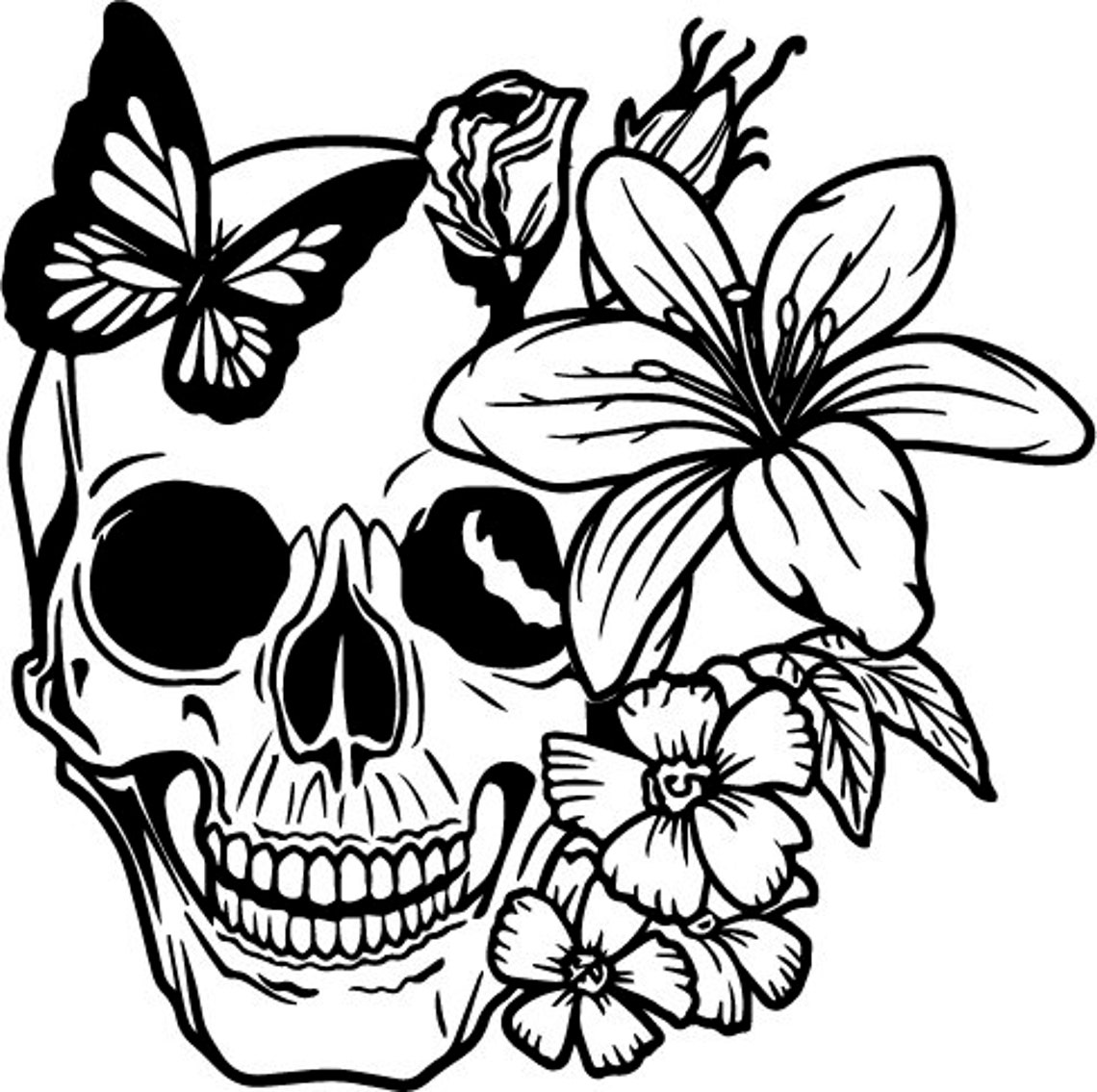 Skull Flowers Svg File Skull Svg Skull Clipart Floral Etsy In My Xxx