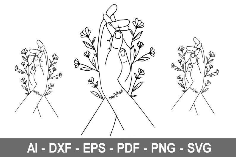 Hands Heart Holding Flowers Clipart Hand Flowers Digital - Etsy Australia