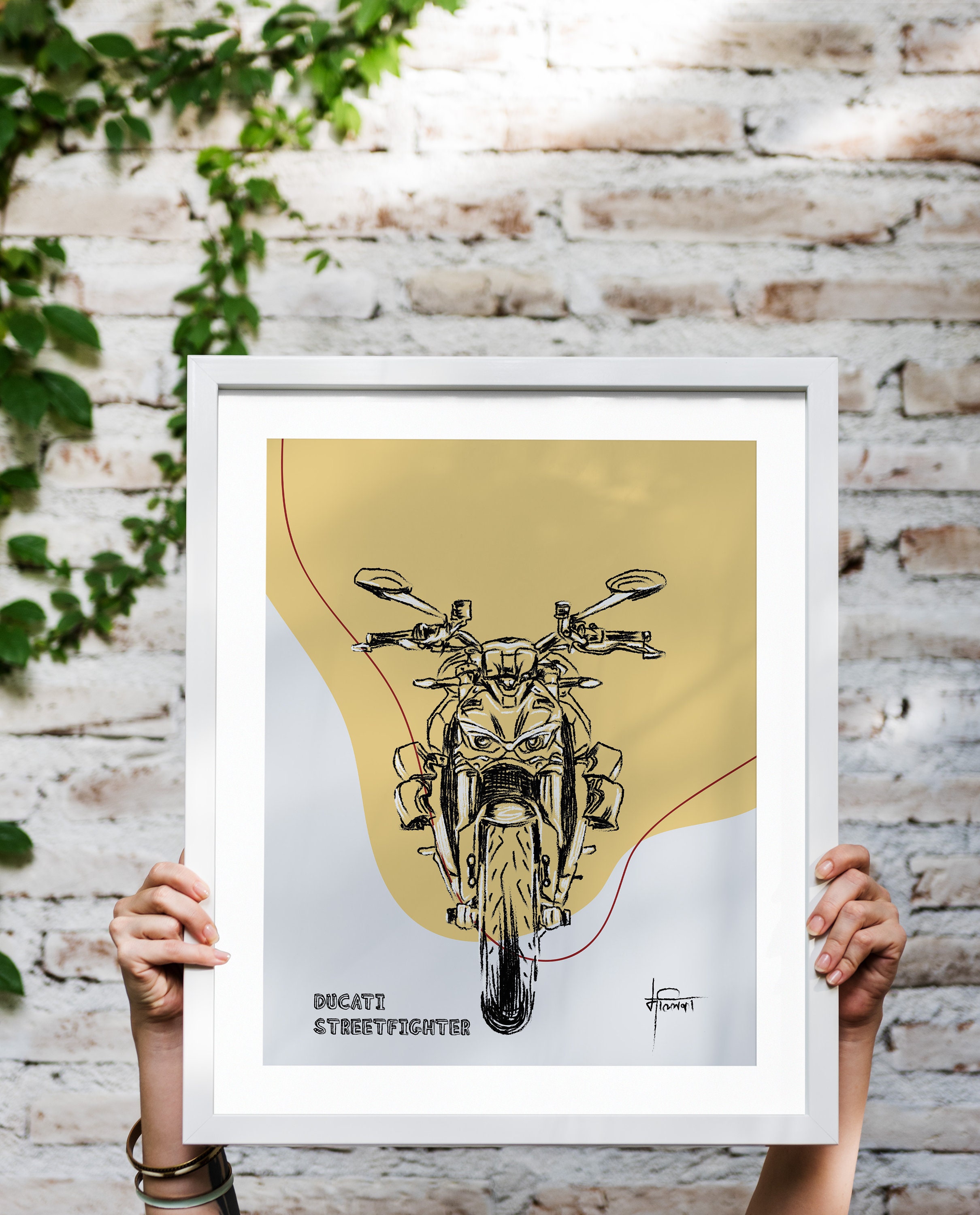 Ducati Streetfighter V4 Printable Motorcycle Wall Art in Yellow ...