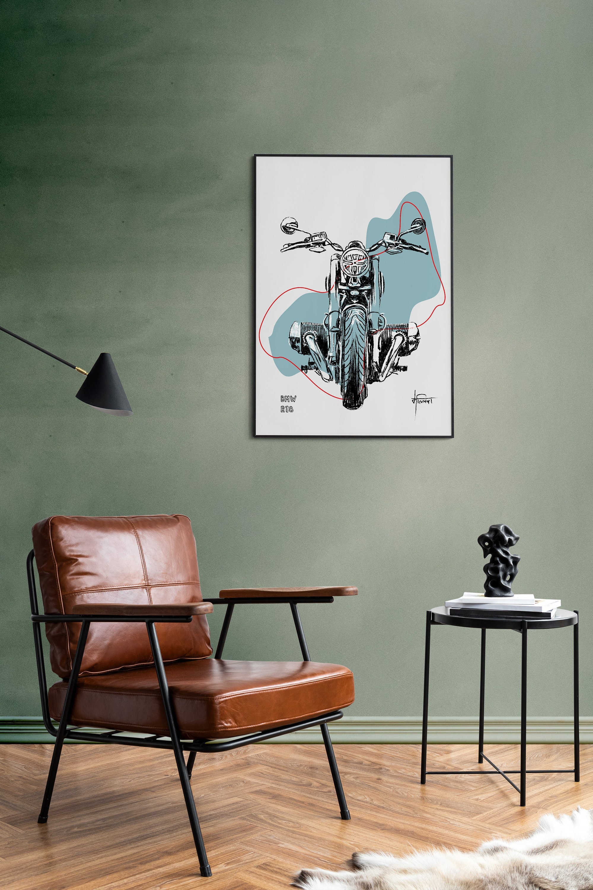 BMW R18 Printable Motorcycle Wall Art in Blue, Front View. Downloadable ...