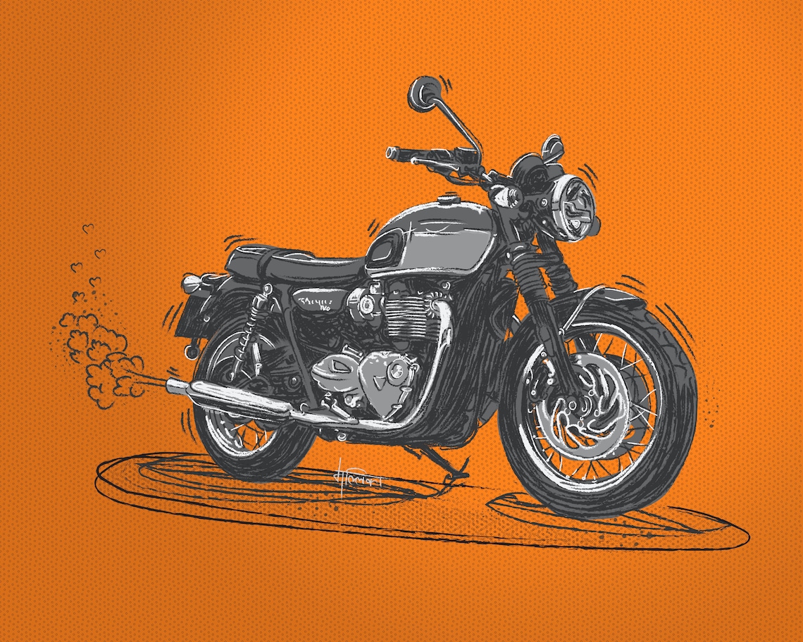 Printable Motorcycle Wall Art of Triumph Bonneville T120 in Green ...