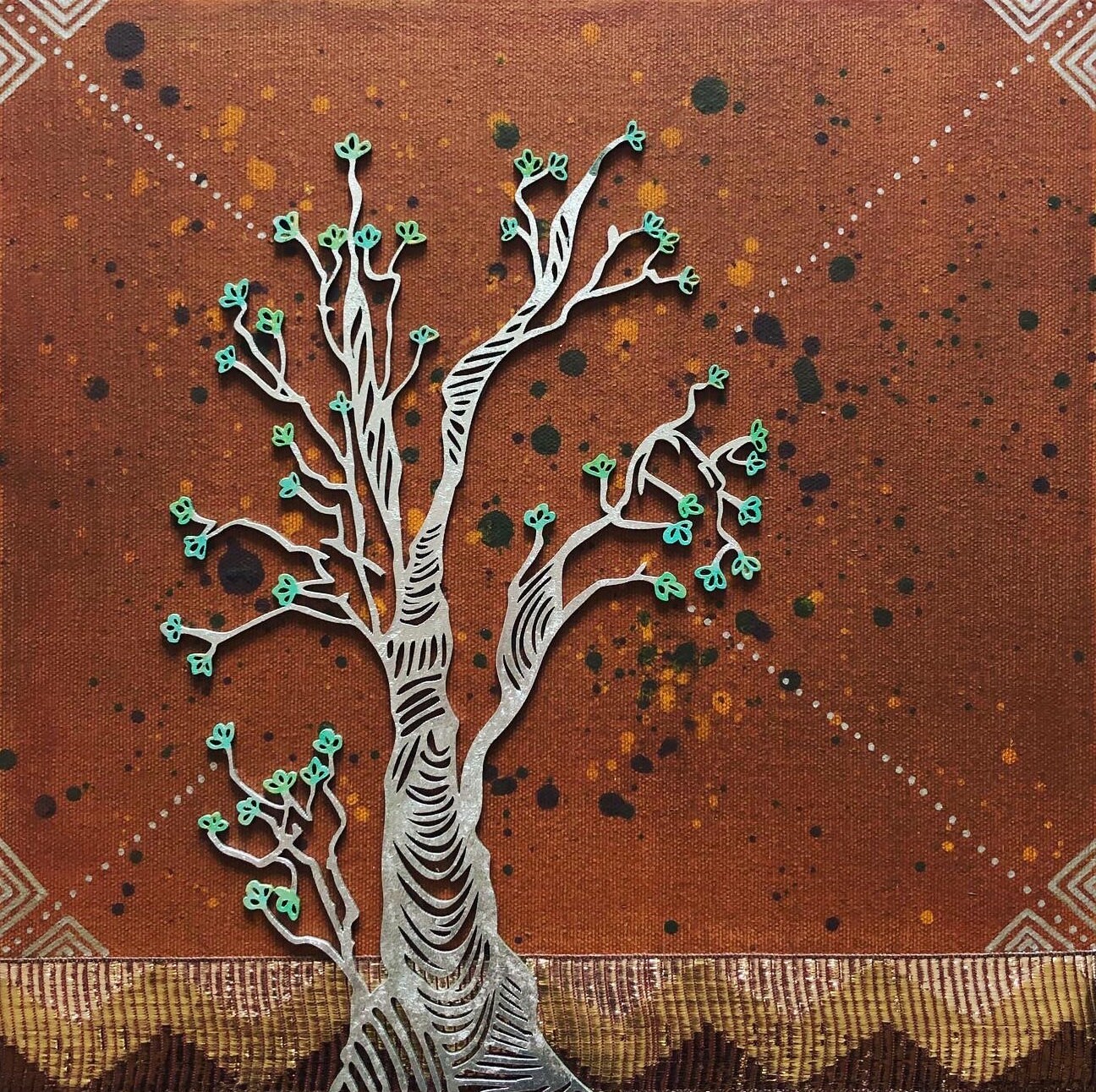 Abstract Landscape, Wooden Tree Art, Folk Art, Wall Art Trees Nature ...