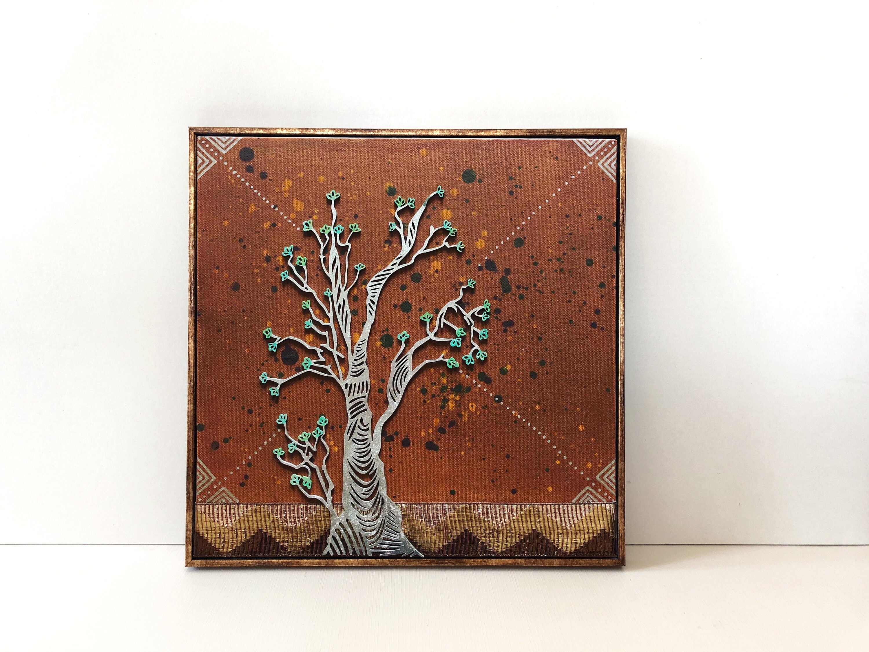 Abstract Landscape, Wooden Tree Art, Folk Art, Wall Art Trees Nature ...
