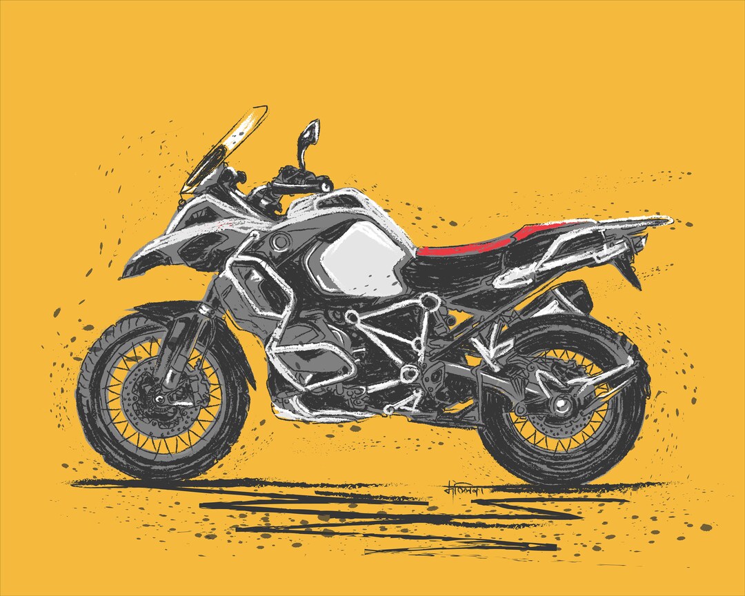 Printable Motorcycle Wall Art of BMW R1250GS on Yellow. Downloadable ...