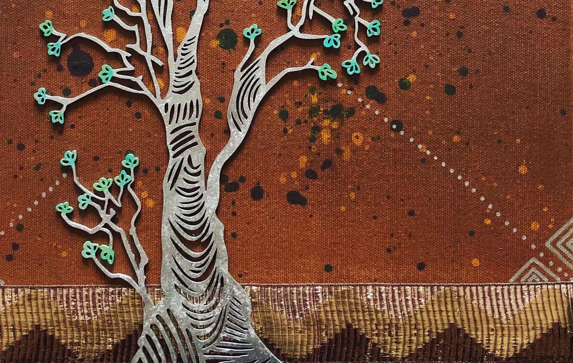 Abstract Landscape, Wooden Tree Art, Folk Art, Wall Art Trees Nature ...