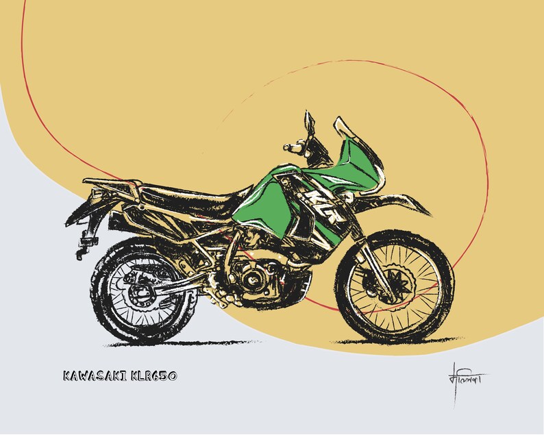 Kawasaki KLR650 Printable Motorcycle Wall Art Right Side - Etsy