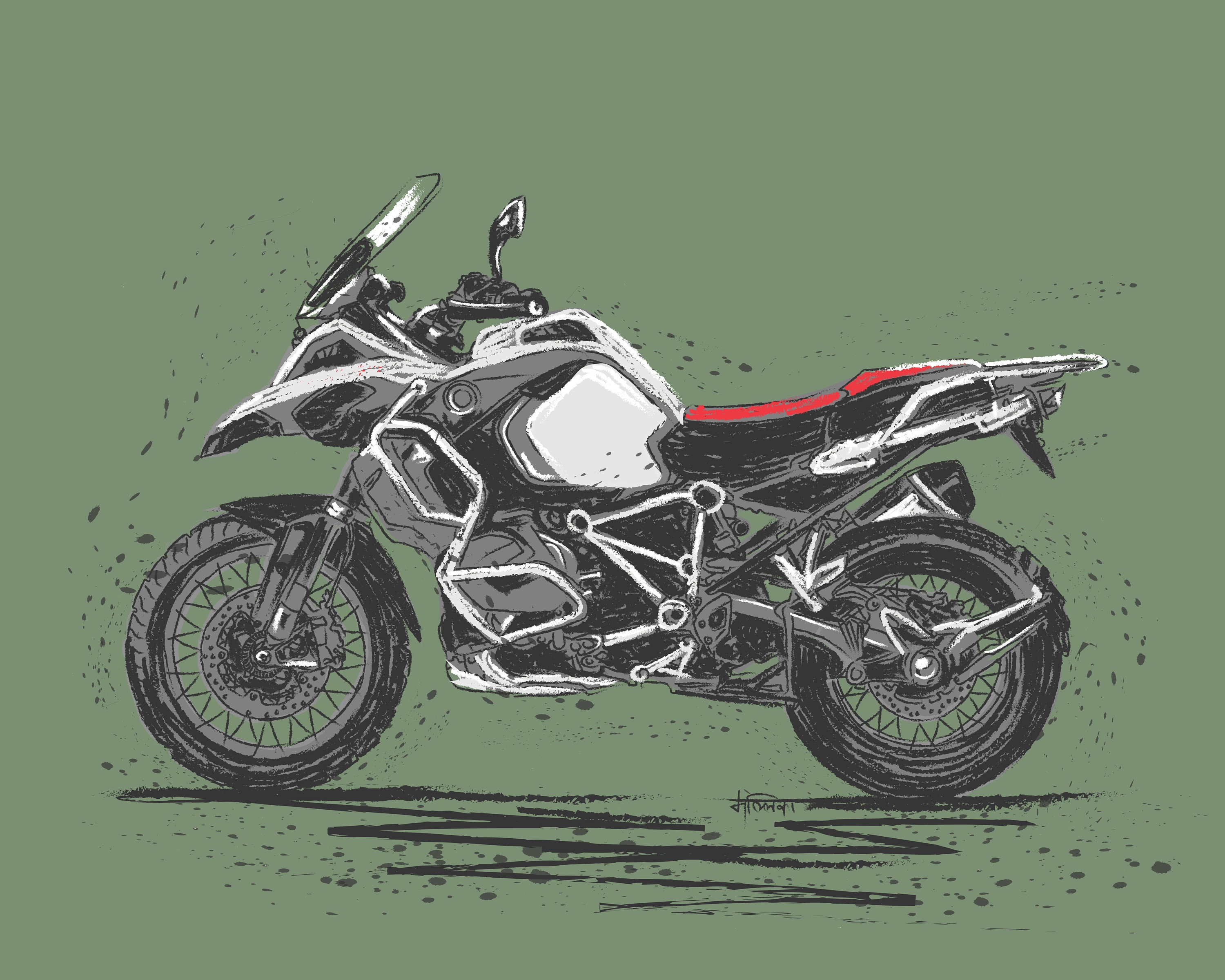 Printable Motorcycle Wall Art of BMW R1250GS on Yellow. Downloadable ...