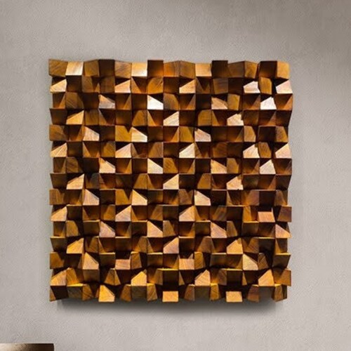 Acoustic Panel 3D Wood Wall Art Wooden Wall Decor Blue - Etsy