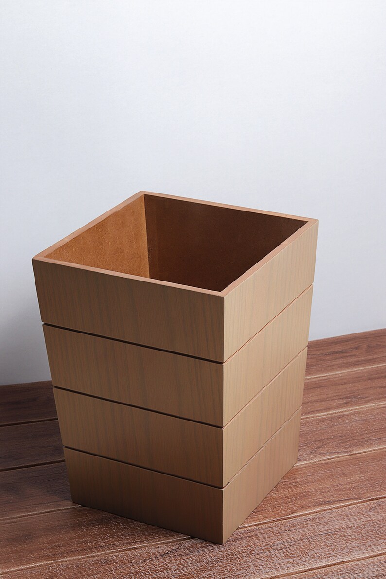 Geometric Trash Bin Wooden Office Decor Oak Trash Can - Etsy
