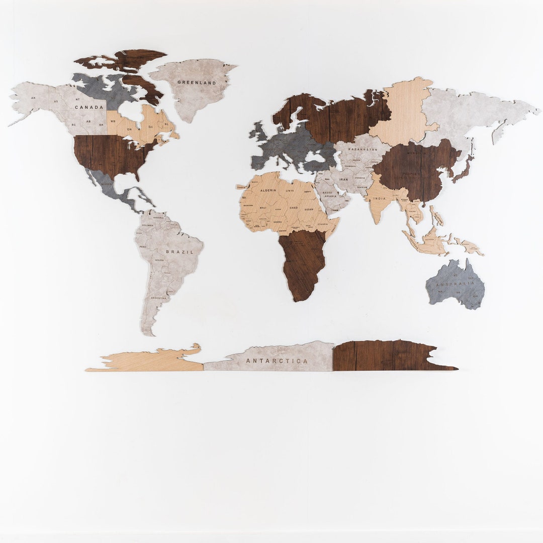 Wooden World Map, Ready Top Hang Map of the World, Geographic Wall ...