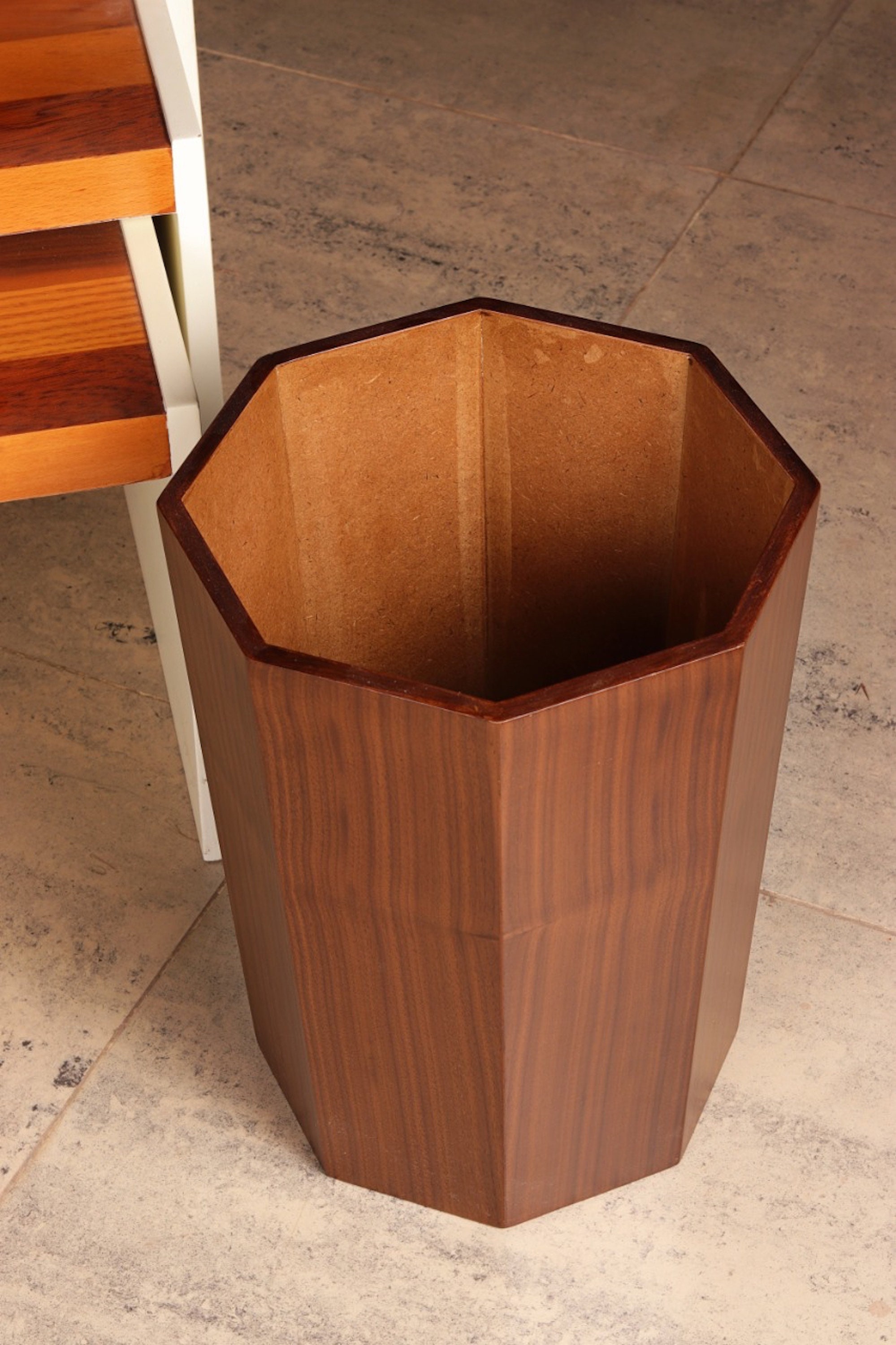 Octagon Trash Can Modern Wood Trash Bin Walnut Brown Garbage - Etsy