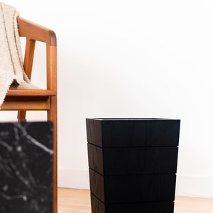 Geometric Trash Bin, Wooden Office Decor, Oak Trash Can, Rectangular ...