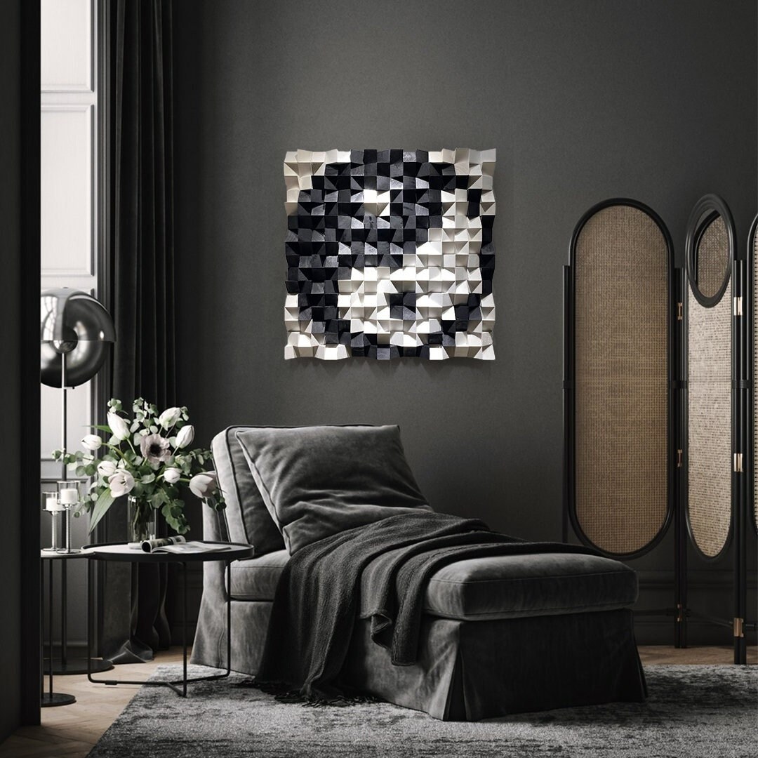 Wooden Wall Panel, Ying Yang Wall Art, Ying Yang Art, Black and White ...
