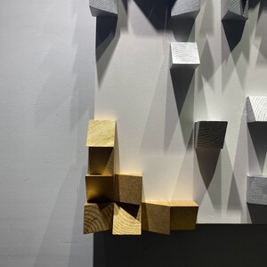Gold and Silver Wood Blocks Art, Wooden Sound Diffuser, Office Wall ...